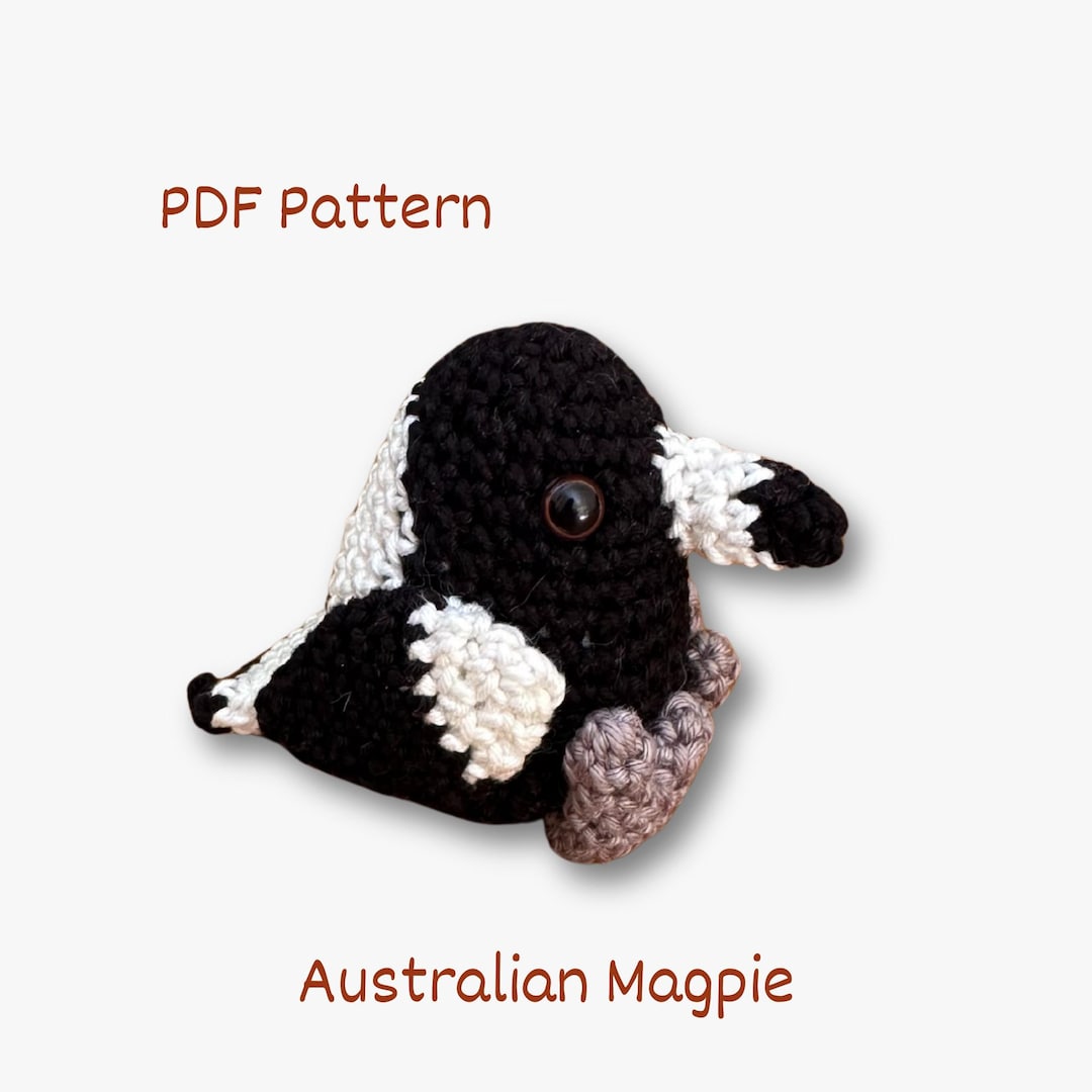 Magpie Crochet Pattern: Australia Amigurumi Bird Plushie (PDF Pattern ...