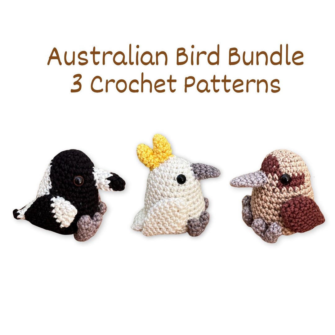Australian Bird Crochet Pattern Bundle: Magpie, Cockatoo, Kookaburra ...