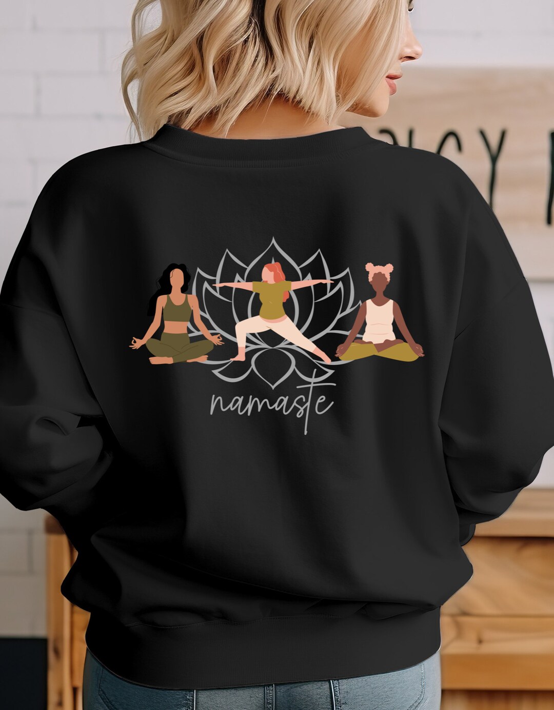 Sweatshirt Back Motif namaste Women Light - Etsy
