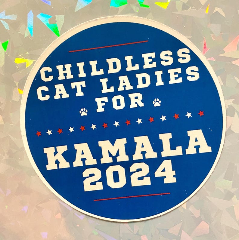 Kamala Harris Vinyl Sticker Cat Lady President Election 2024 Democrat ...