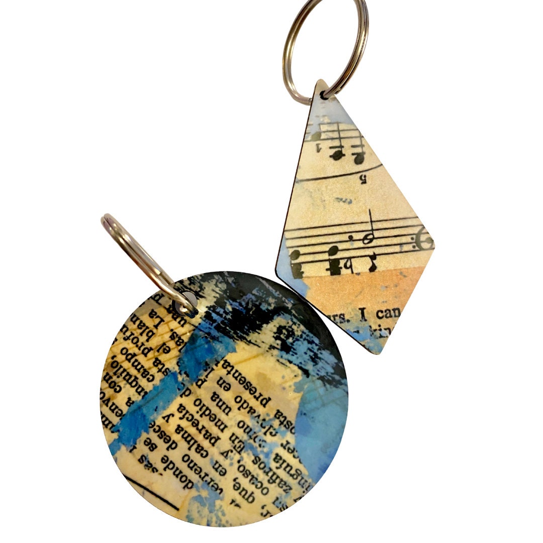 Music Keychain Key Ring Car Keys Musician Keyring Book Lover Pages Gift ...