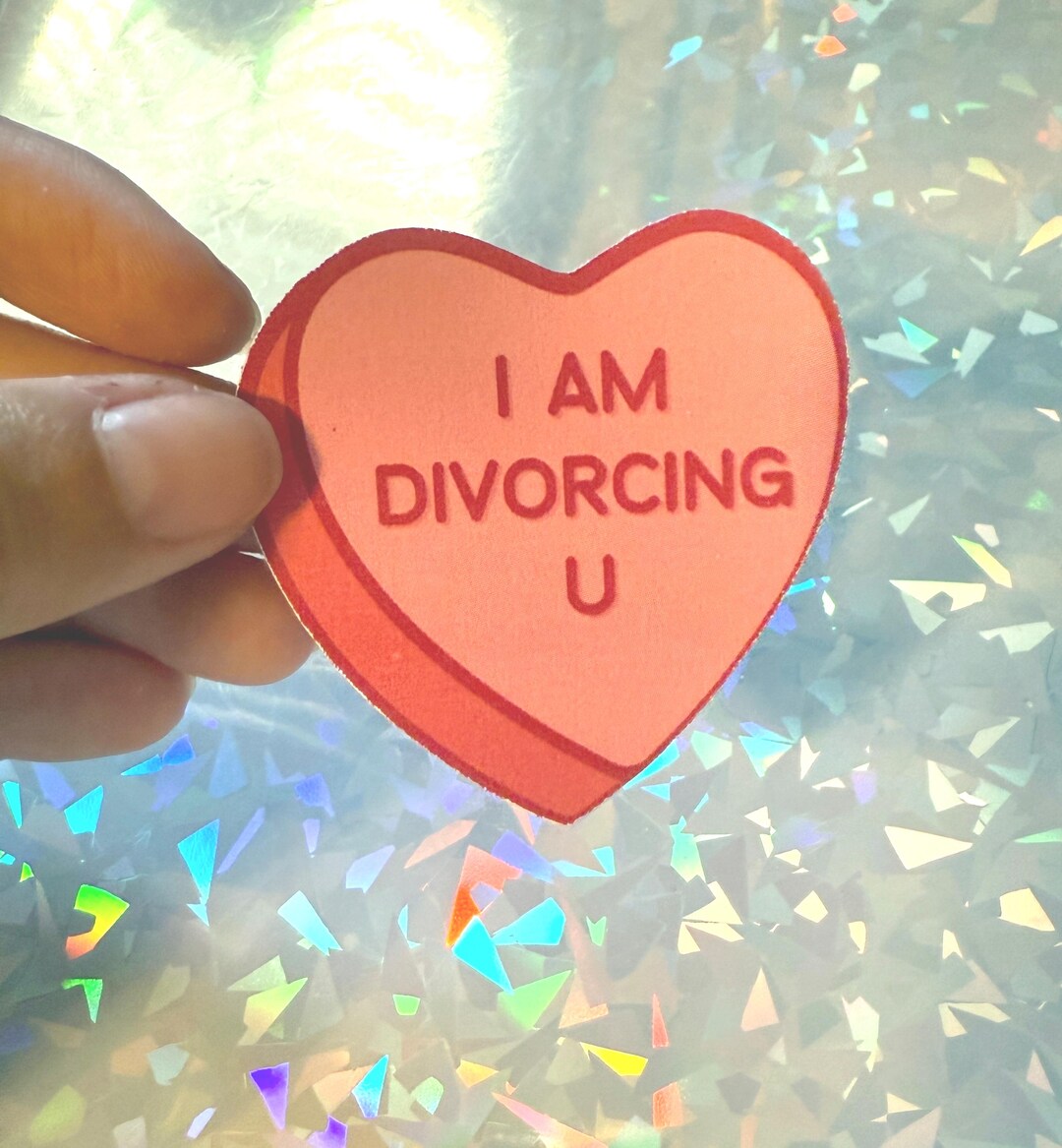 Divorce Vinyl Sticker Cute Funny Decal Gift Girls Valentine Candy Heart ...