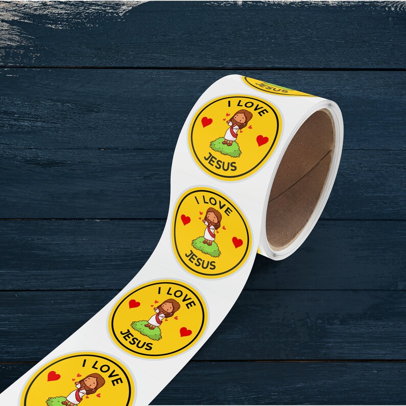 I Love Jesus, Yellow Round Sticker Label Rolls - Etsy