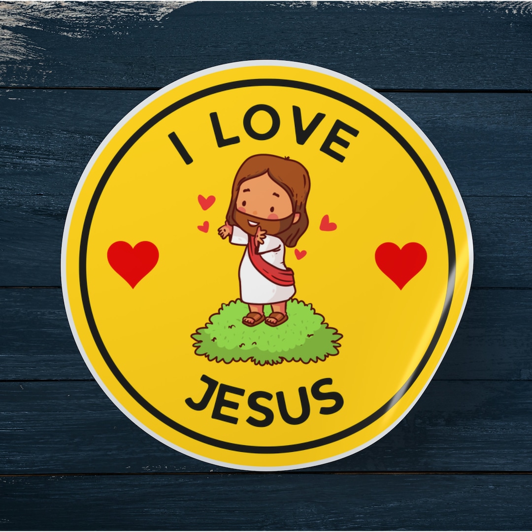 I Love Jesus, Yellow Round Sticker Label Rolls - Etsy