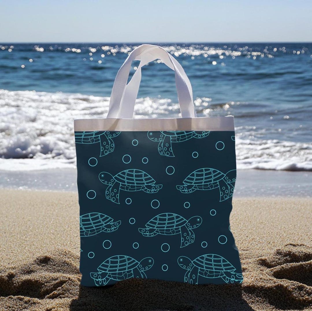 Sea Turtle Tote Bag, Reusable Farmers Market Bag, Beach Vacation Tote ...