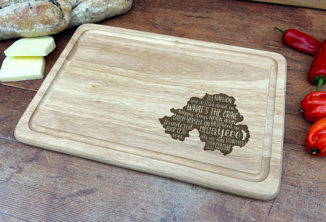 Northern Ireland Map Dialect - Chopping Board, Regional Irish Gift ...