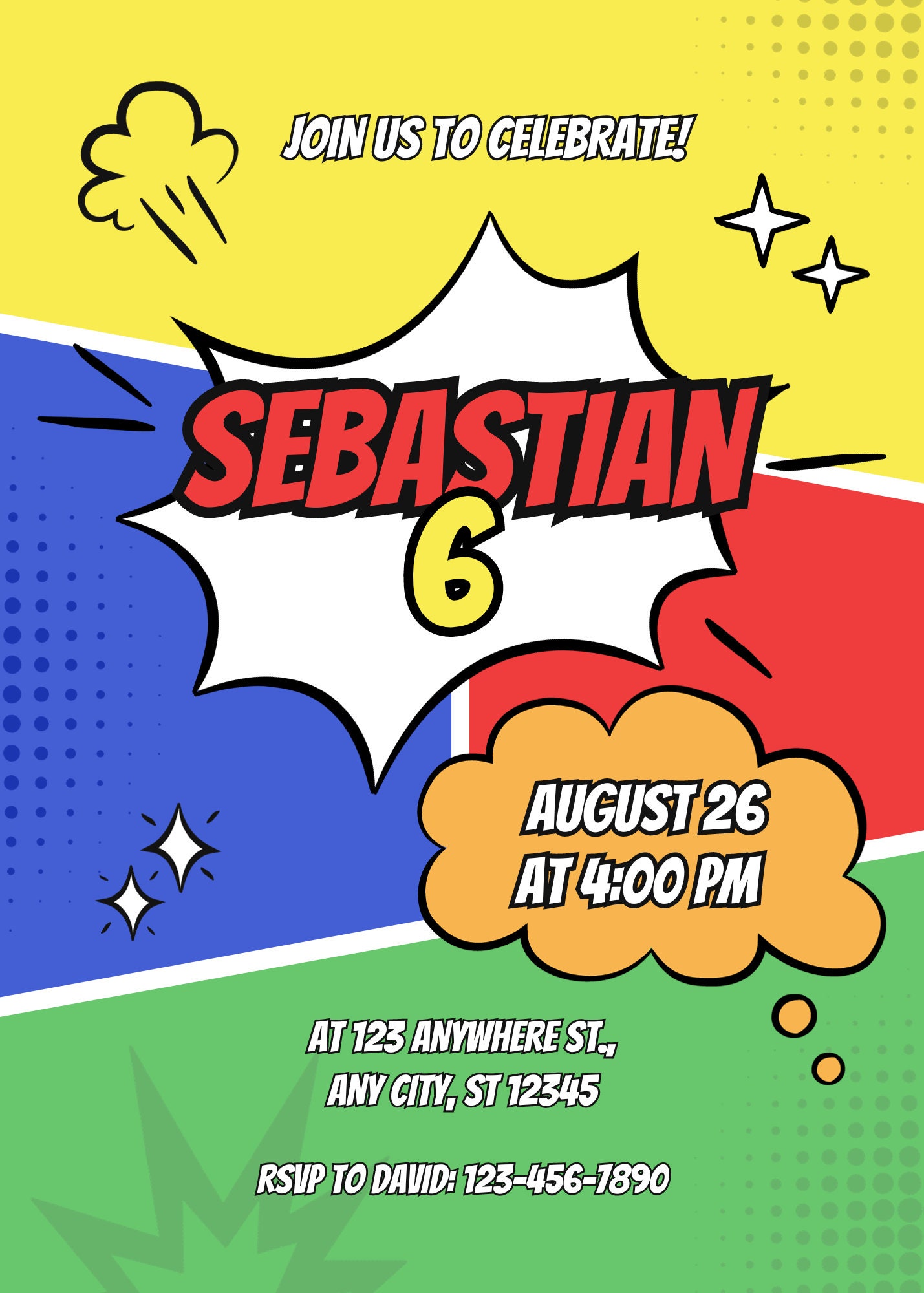 Comic Book Birthday Invite Customizable - Etsy