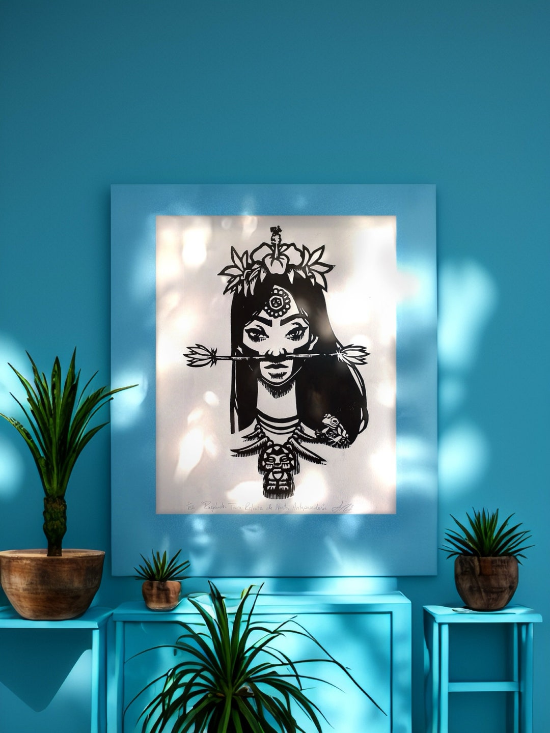 Warrior Taino Woman With Sun Tattoo, Arawak People Symbol Artwork - Etsy