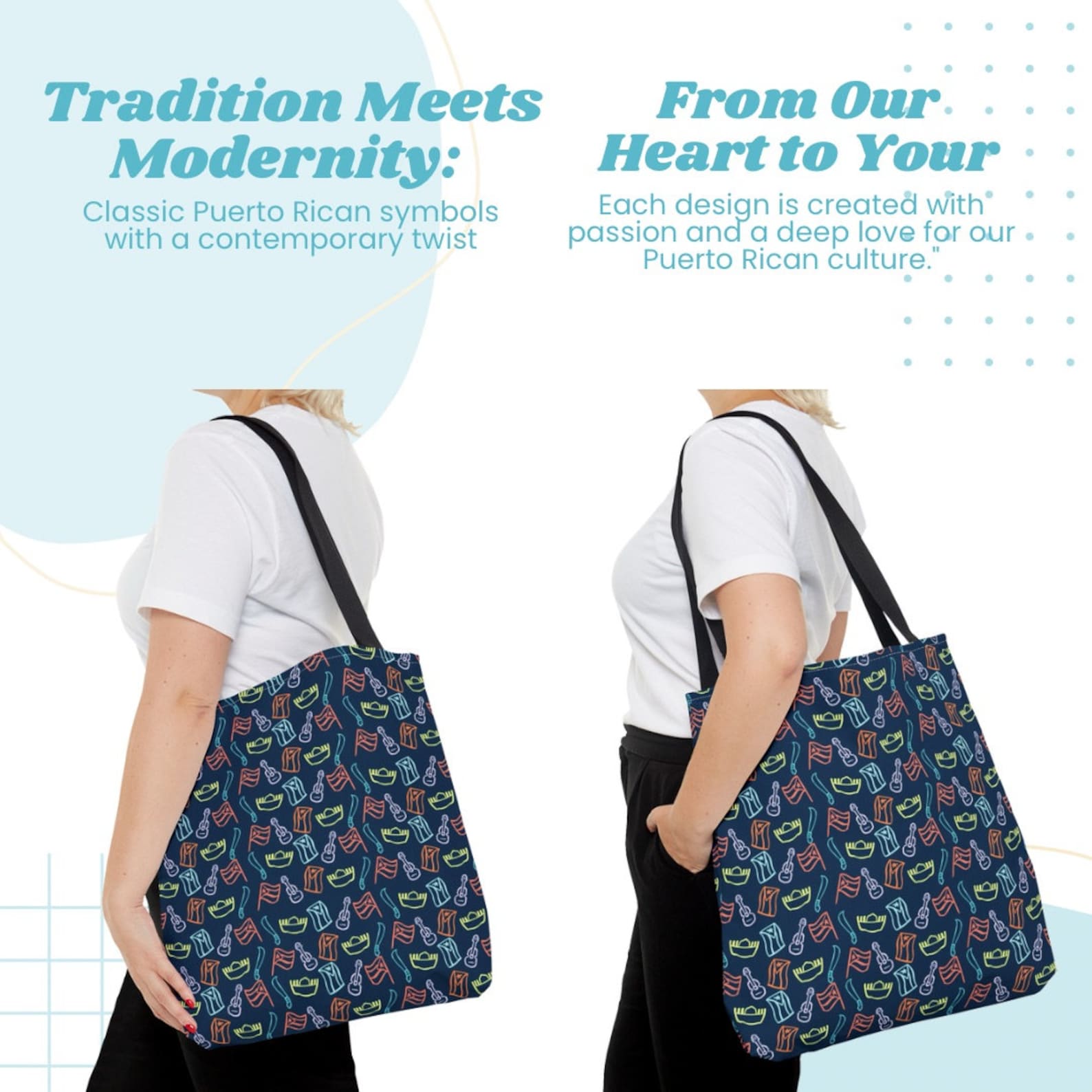 Puerto Rican Jibaro Boricua Tote Bag, Bandera De Puerto Rico Gift - Etsy