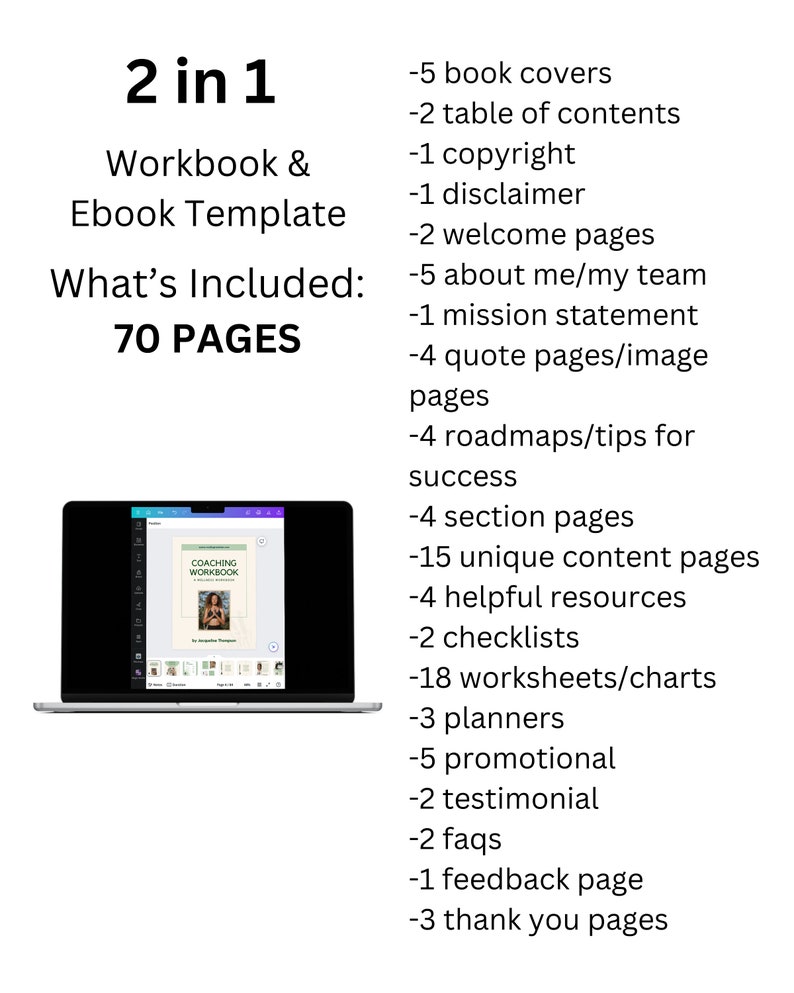 Ebook Template for Coaches Course Creator Ebook Workbook - Etsy