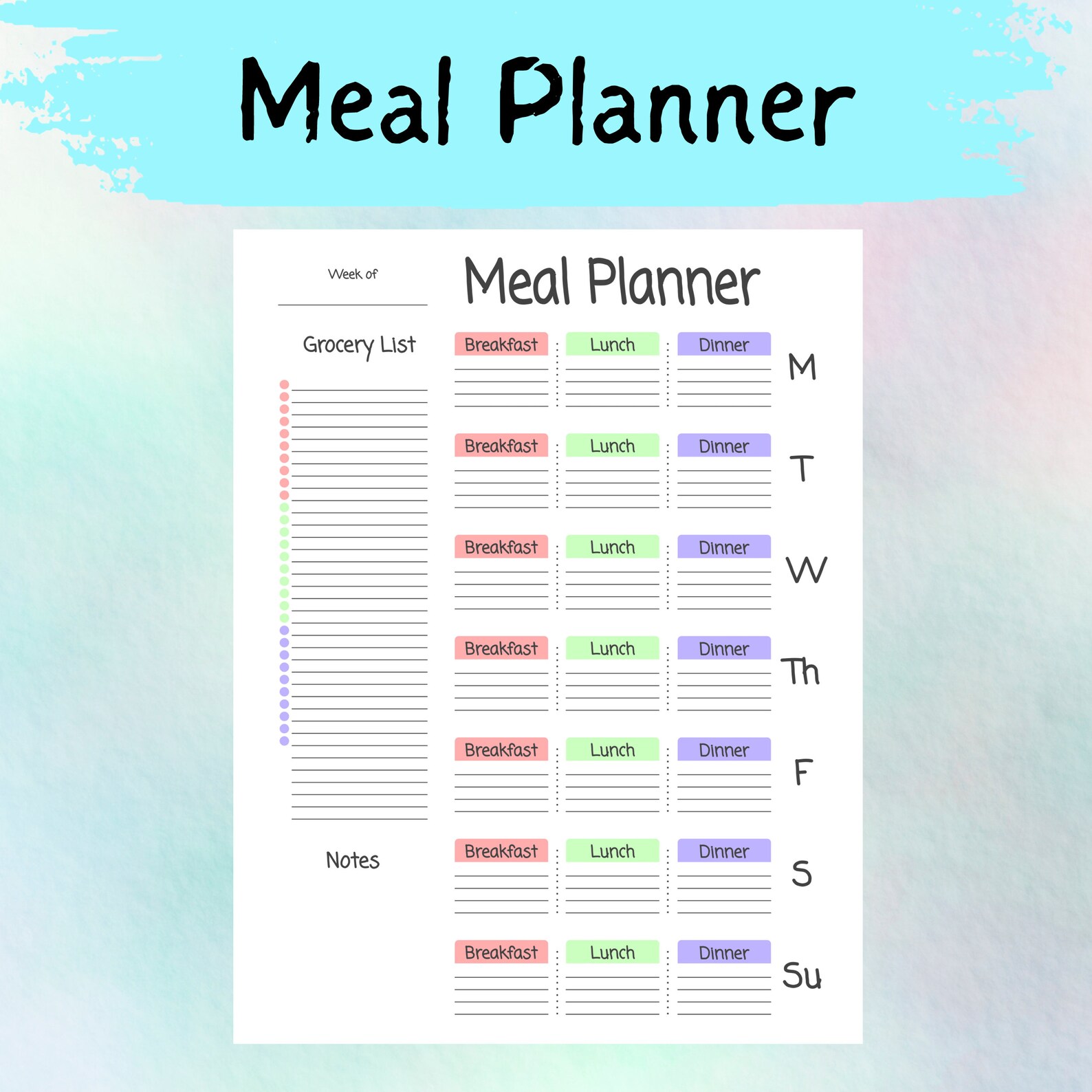 Editable & Printable Meal Planner - Organize Your Diet in Style With 6 ...