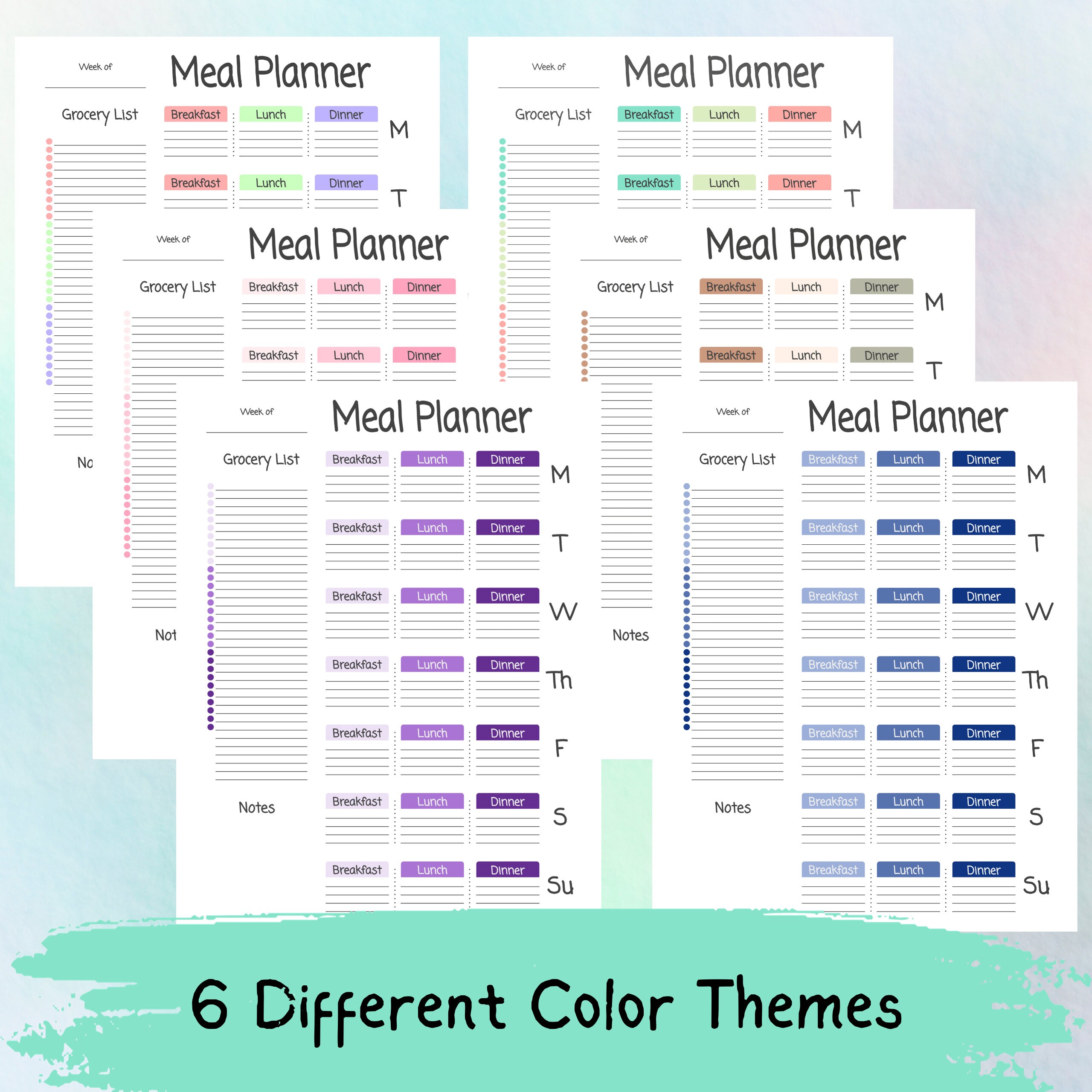 Editable & Printable Meal Planner - Organize Your Diet in Style With 6 ...