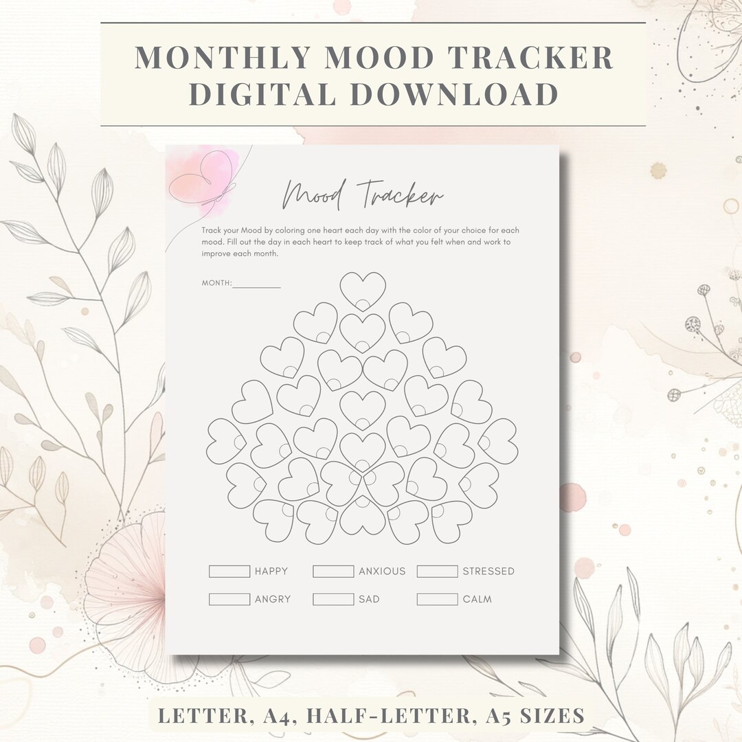 Monthly Mood Tracker - Emotional Health & Awareness - Etsy