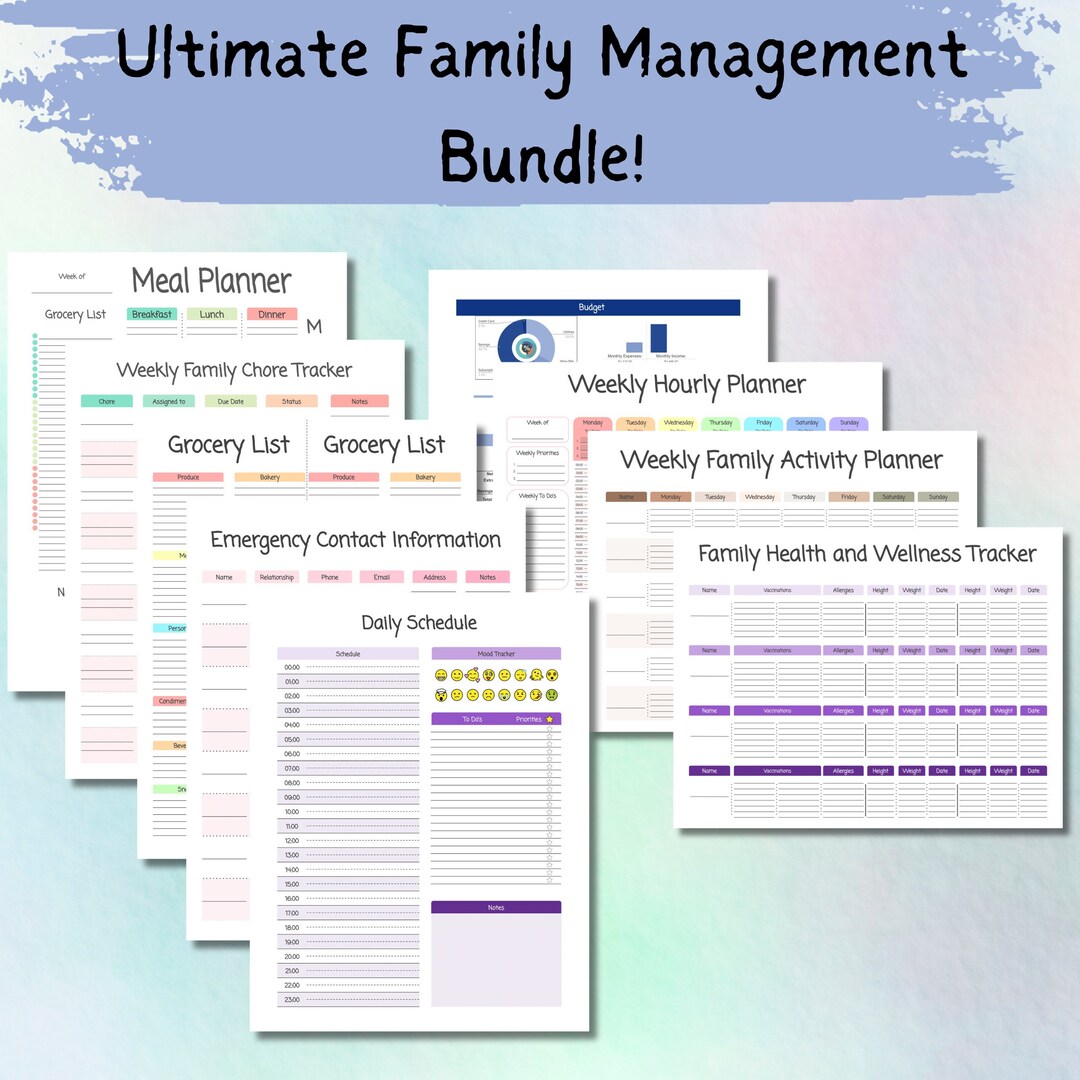 Ultimate Family Planner Mega Bundle - Editable, Printable, 6 Colors - Etsy