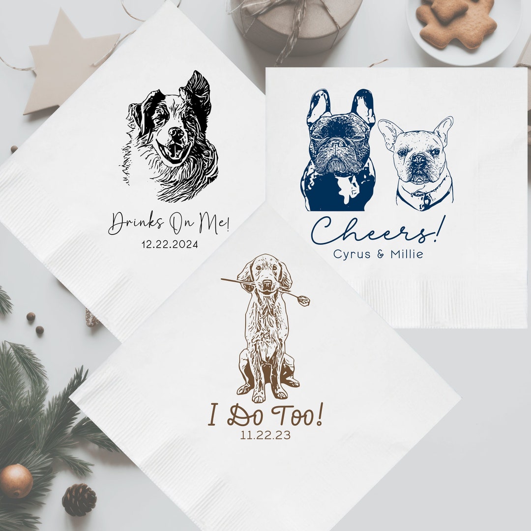 Custom Pet Wedding Napkins, Custom Pet Cocktail Napkins, Personalized ...