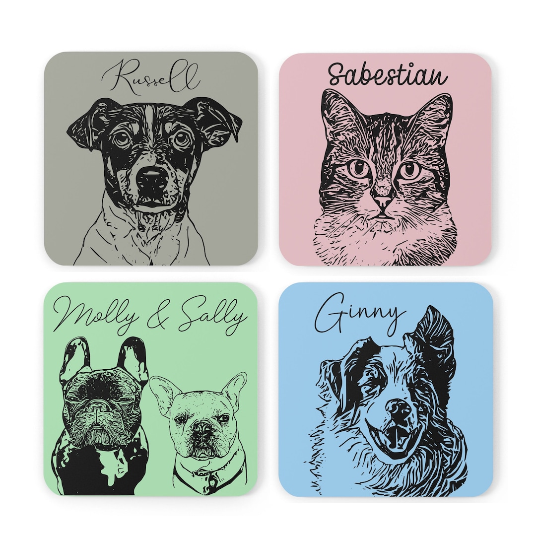 Custom Pet Coaster, Custom Pet Portrait Coaster, Custom Dog Coaster ...