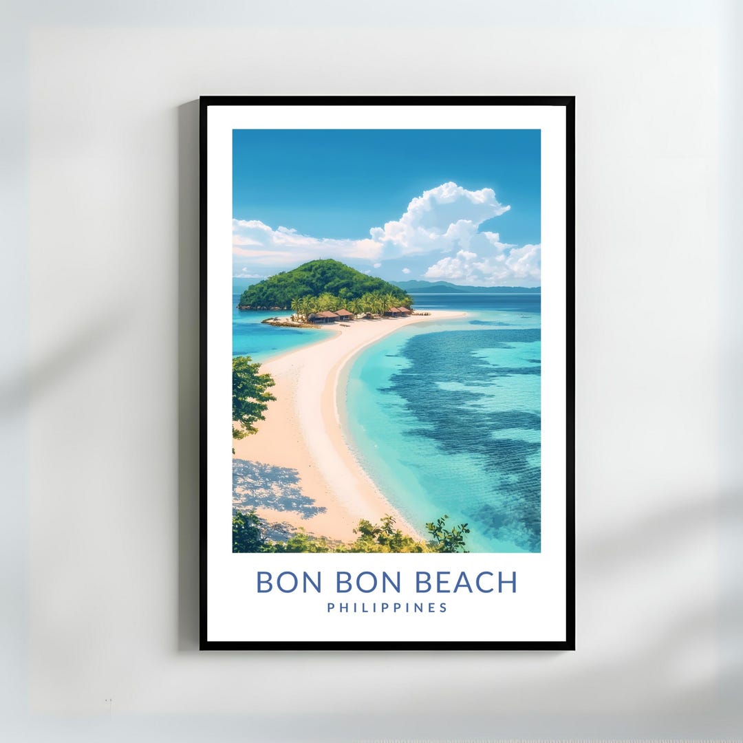 Bon Bon Beach Sandbar Art Print Romblon Island Philippines | Tropical ...