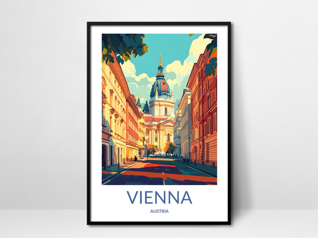 Vienna Classic Street Scene Poster Austrian Baroque Church Wall Art ...