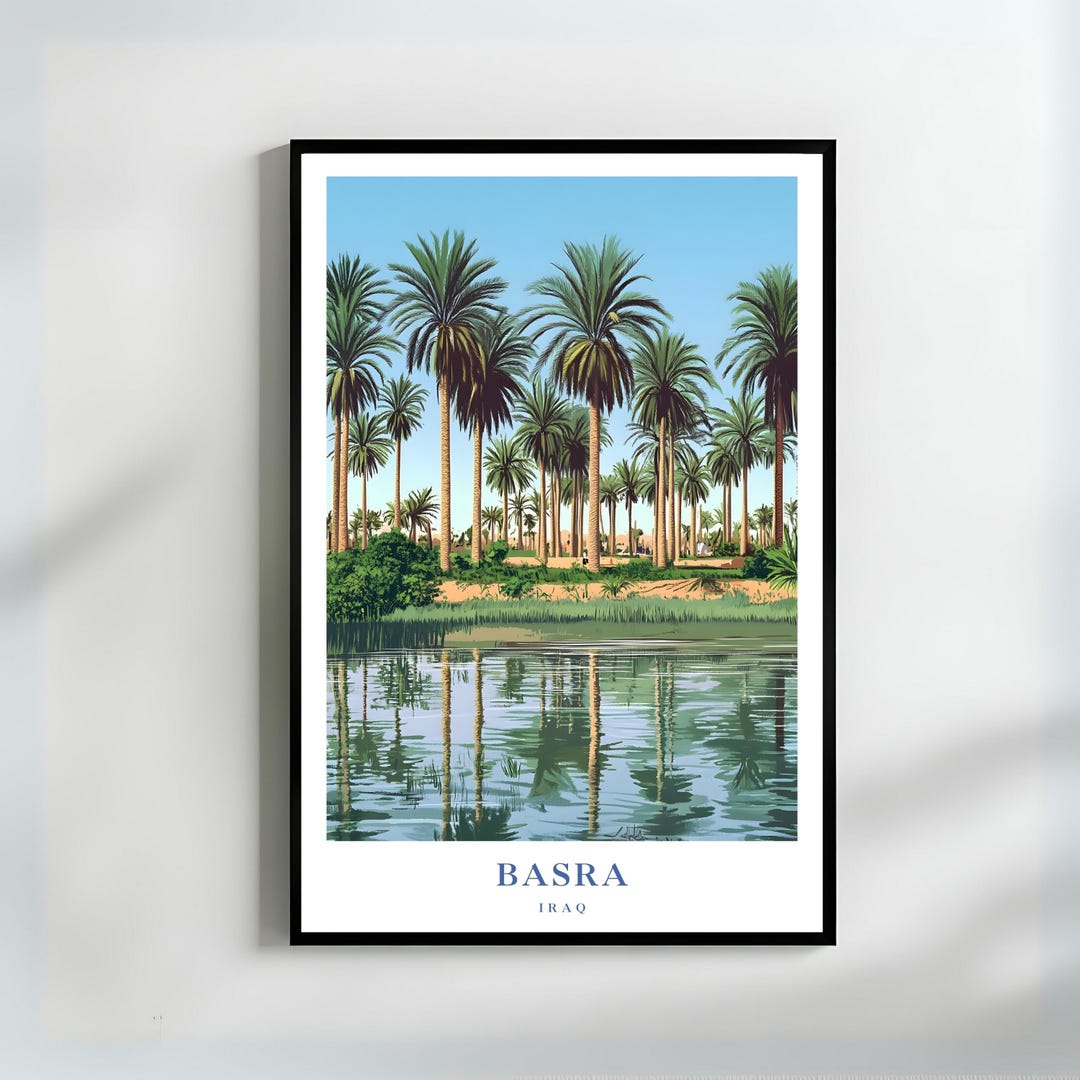 Basra Iraq Palm Trees Wall Art Print Scenic Iraq Landscape Decor Middle ...