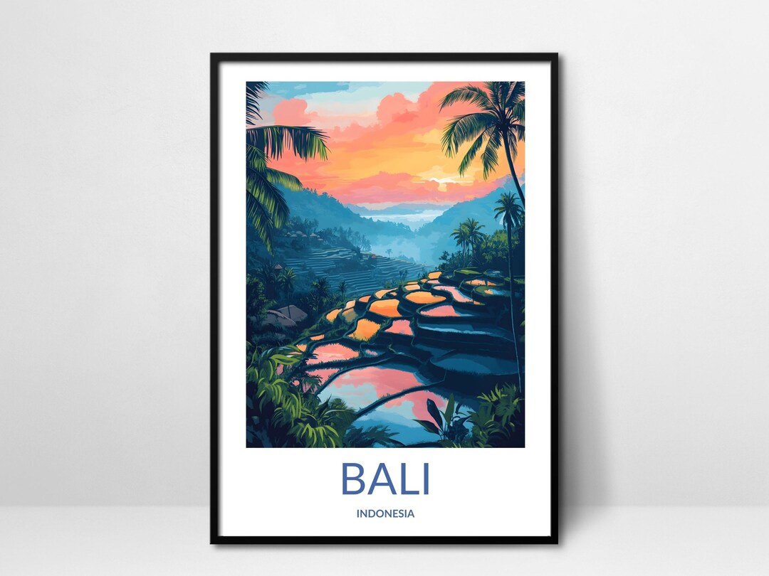 Bali Rice Terraces Poster Bali Sunset Landscape Art Ubud Nature ...