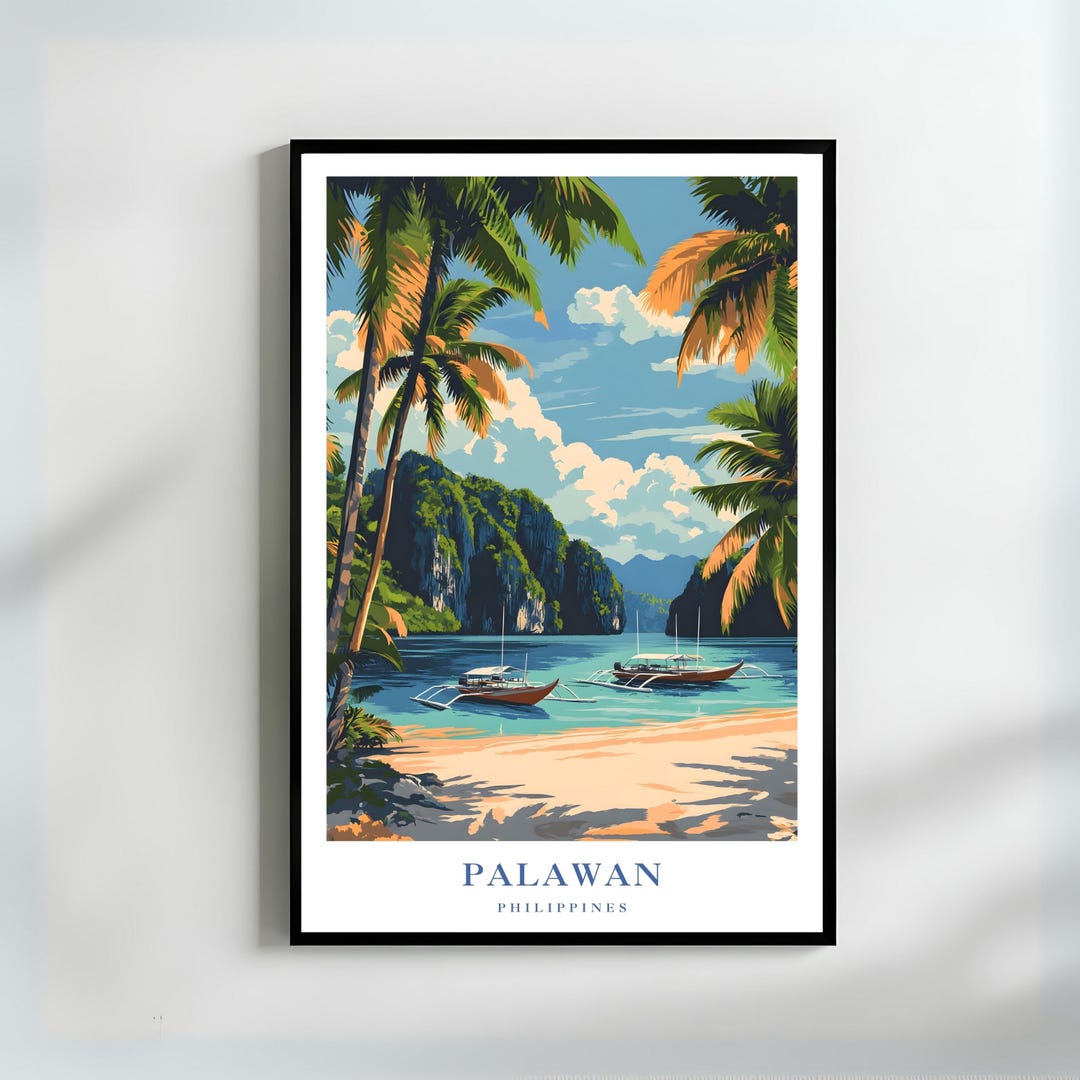 Palawan | Philippines Travel Print | Tropical Beach Art | Island ...