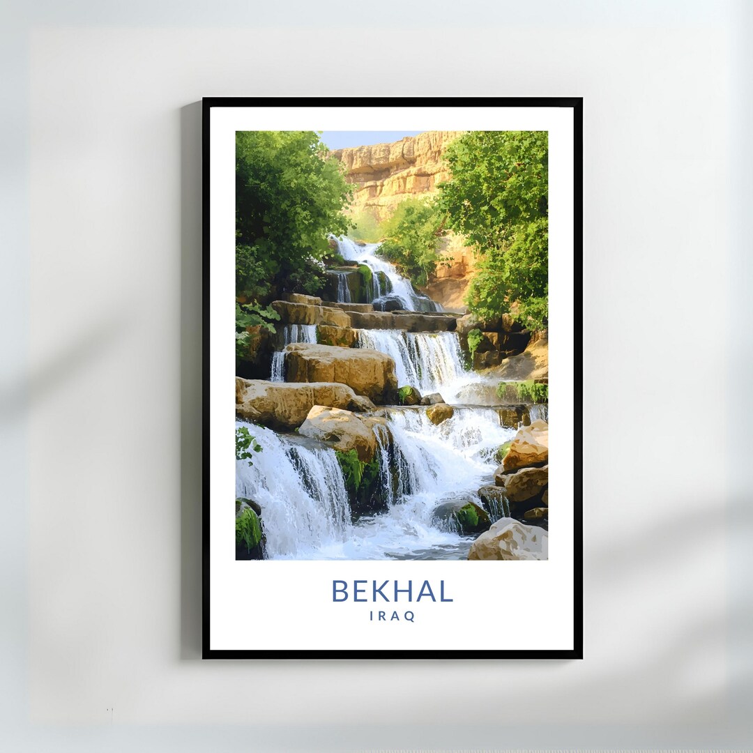 Bekhal Waterfall Iraq Wall Art Print Scenic Nature Landscape Decor ...