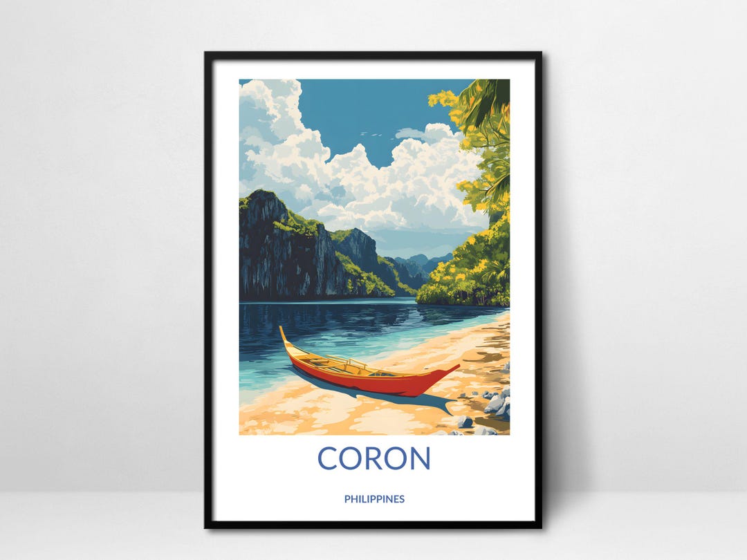 Coron Palawan Island Philippines Beach Poster Tropical Boat and Scenic ...