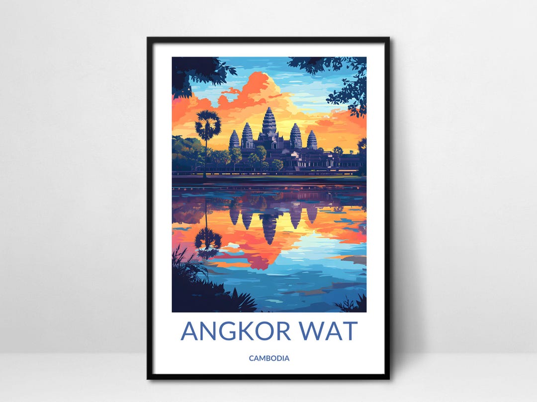 Angkor Wat Cambodia Art Cambodian Temple Poster Southeast Asia Decor ...