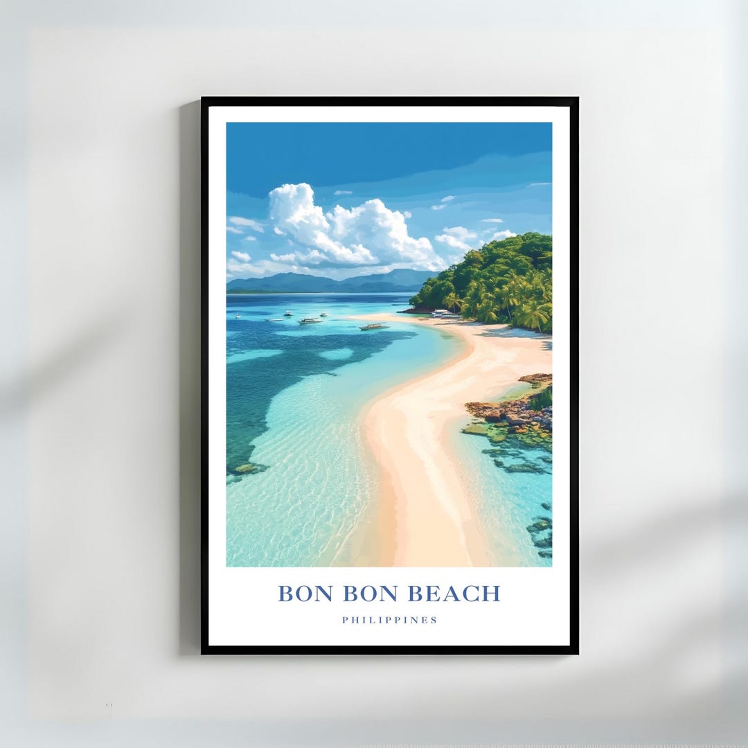Bon Bon Beach Sandbar Art Print | Romblon Island Tropical Decor - Etsy