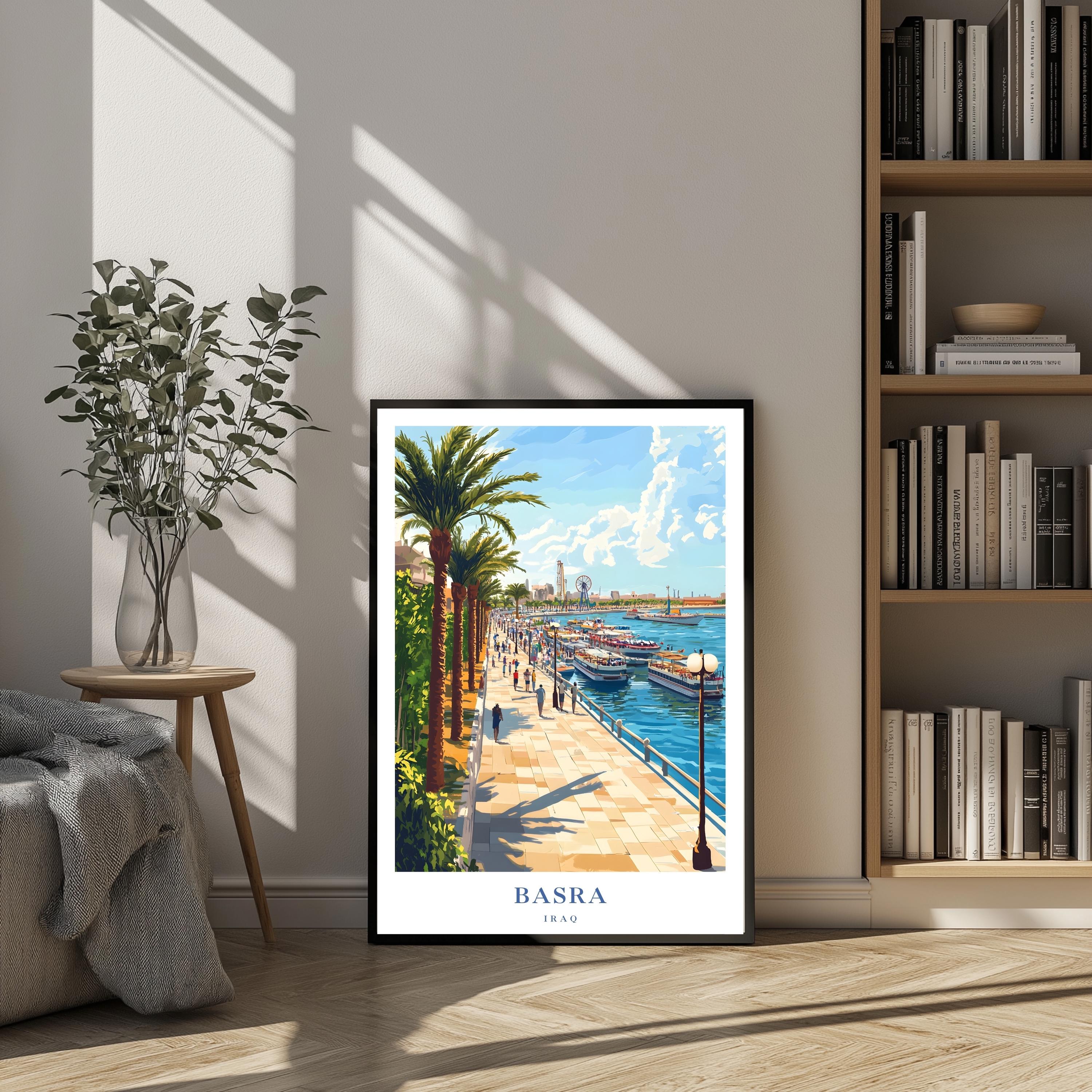 Basra Iraq Corniche Art Print Iraq Waterfront Promenade With Palm Trees ...