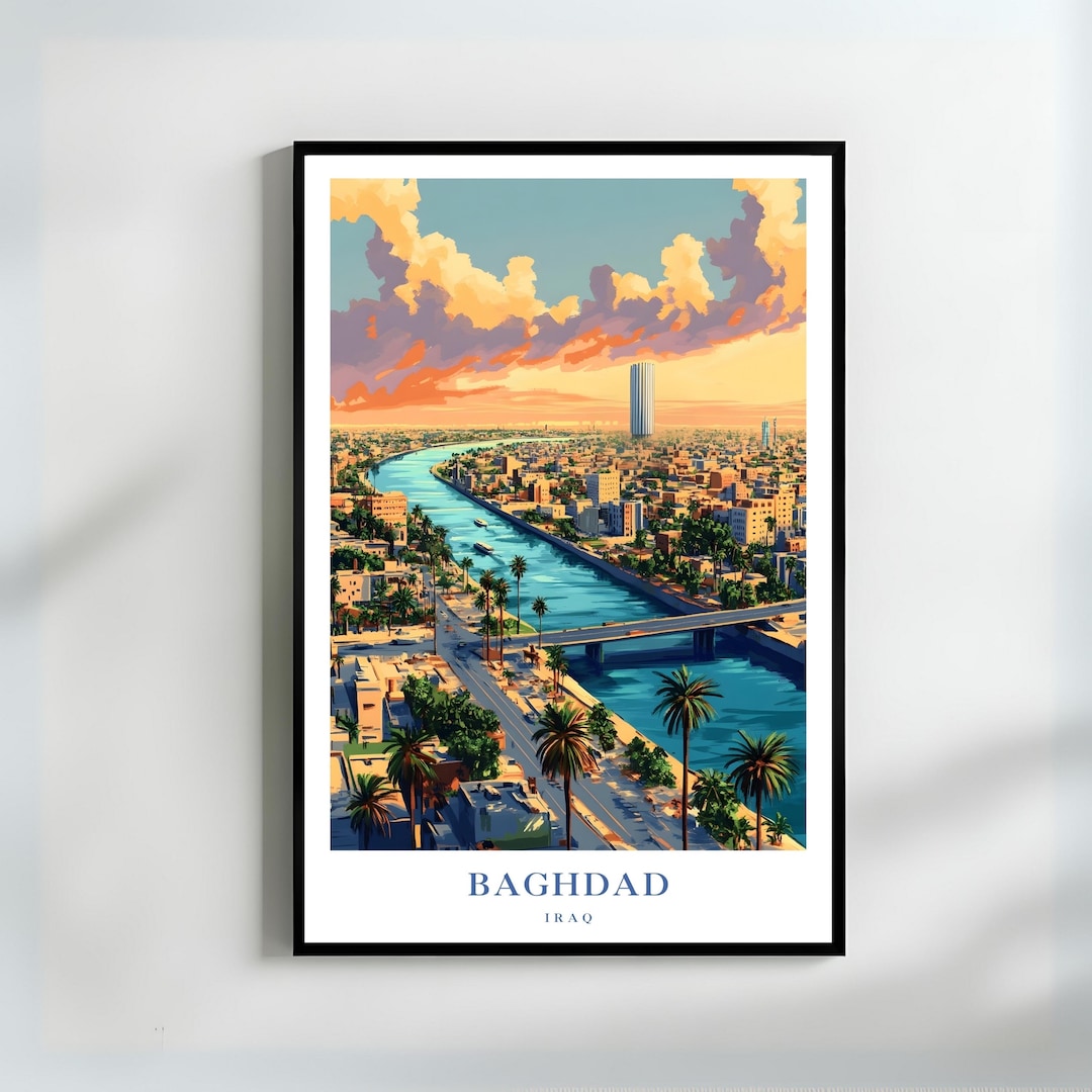 Baghdad Iraq Art Print Matte Giclee Cityscape Wall Art Tigris River ...