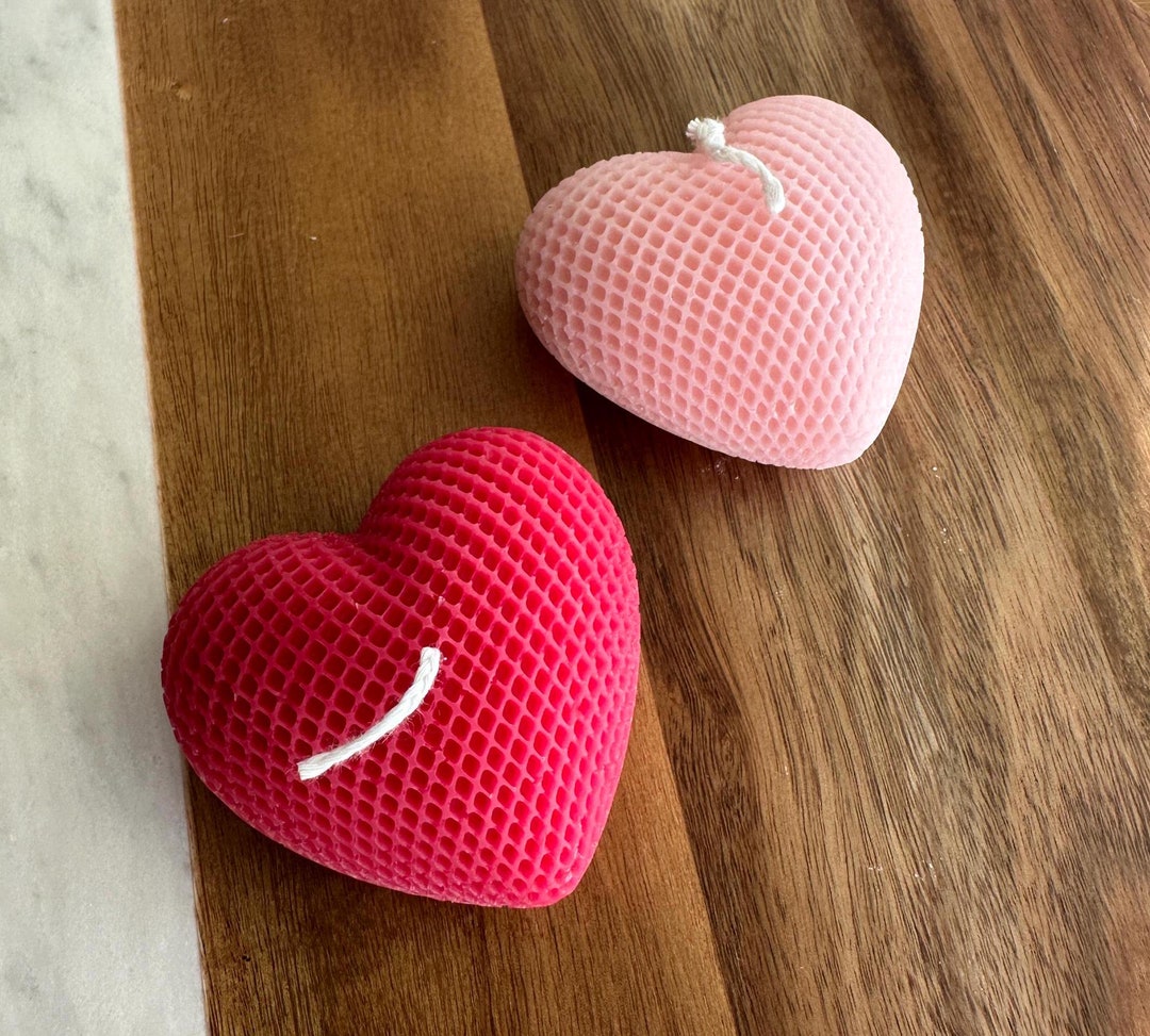 Love Pillar Organic Candles, Love Taper Candle, Heart Shaped Soy Wax ...