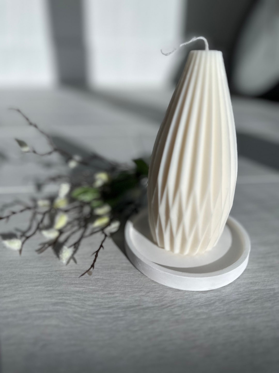 Ribbed Lantern Candle, Tall Origami Lantern Candle, Tall Pillar Candle ...