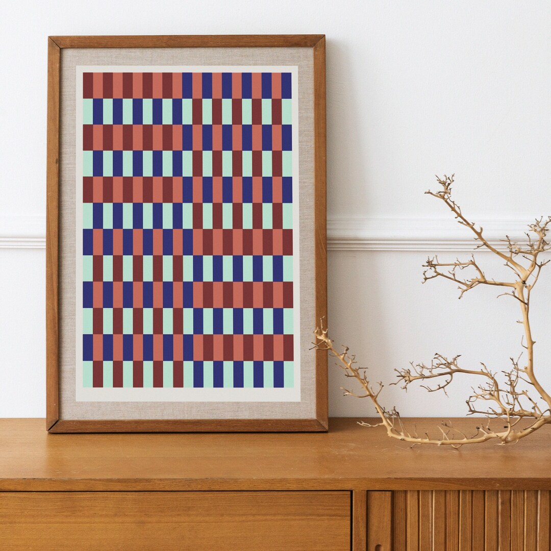 Eco Friendly Geometric Modern Color Block Art, Graphic Art Print, Bold ...