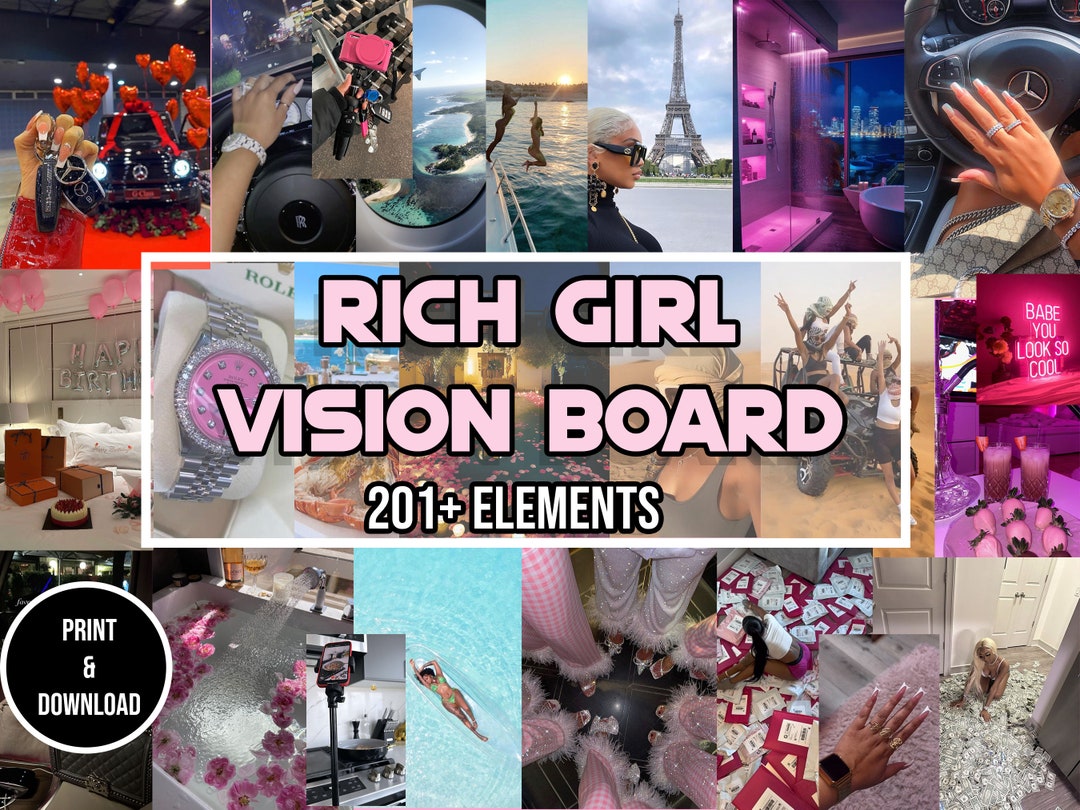 Printable Rich Girl Vision Board, Black Woman Images, 2024 Brown Girl ...