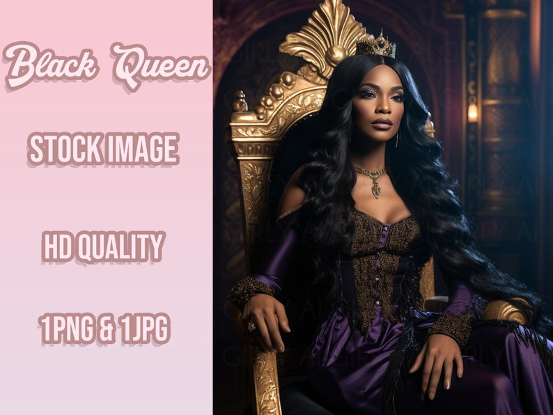 Black Queen Portrait, High Quality, PNG, JPG, Ai Generated Queen, Ai ...