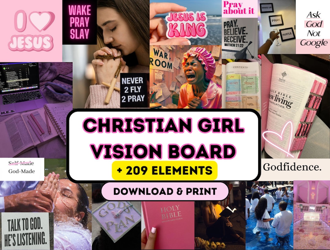 Printable Christian Girl Vision Board, Religious Woman Images, Holy ...