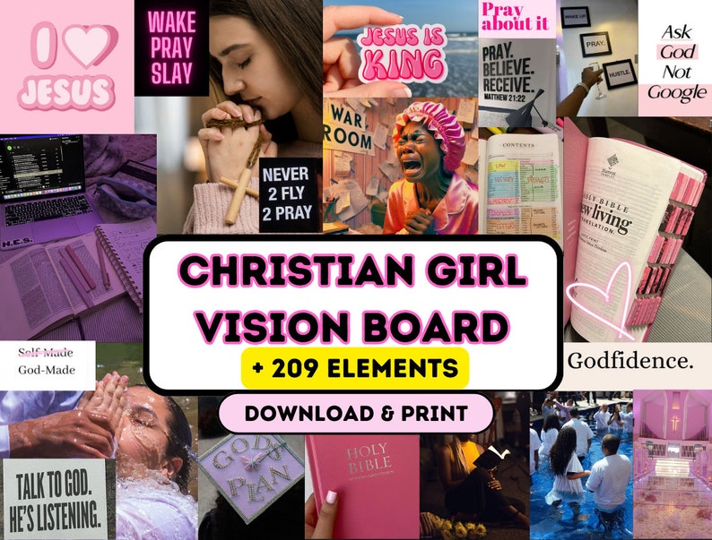 Printable Christian Girl Vision Board, Religious Woman Images, Holy ...