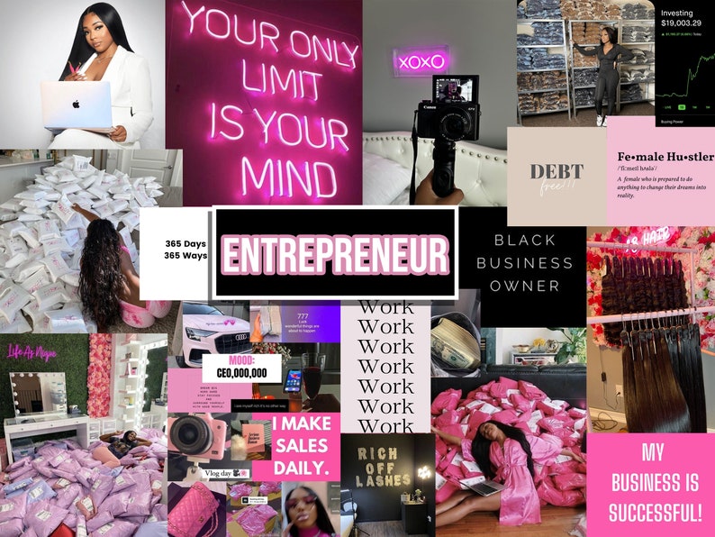 Printable Rich Black Girl Vision Board, Black Woman Images, 2024 Brown ...