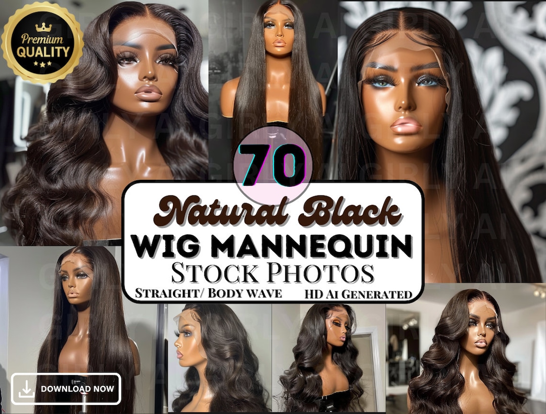 70 Natural Black Wig Mannequin Head Images, Straight, Body Wave, Virgin ...