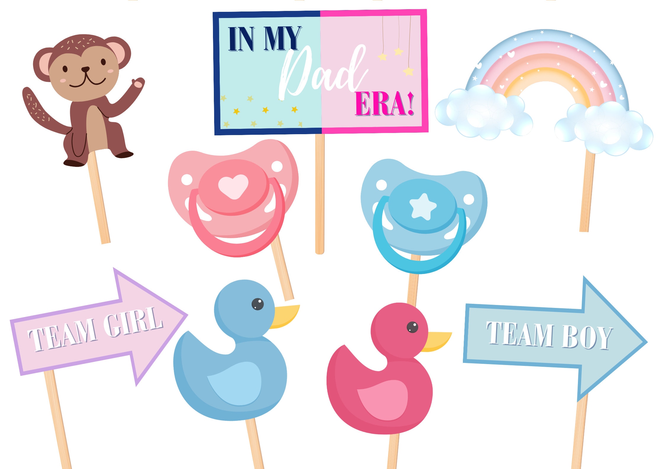GENDER REVEAL Baby Shower Boy Girl Photo Booth Props / Instant Download ...