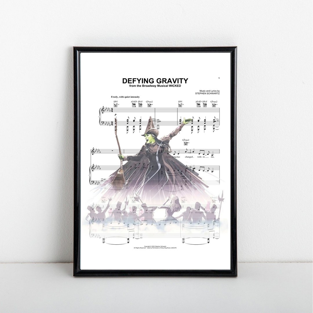 DEFYING GRAVITY WICKED Sheet Music Musical Print, Digital Download ...