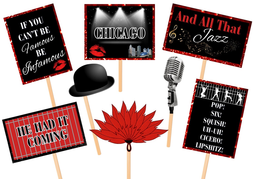 CHICAGO Photo Booth Props / Instant Download DIY Printable / Musical ...