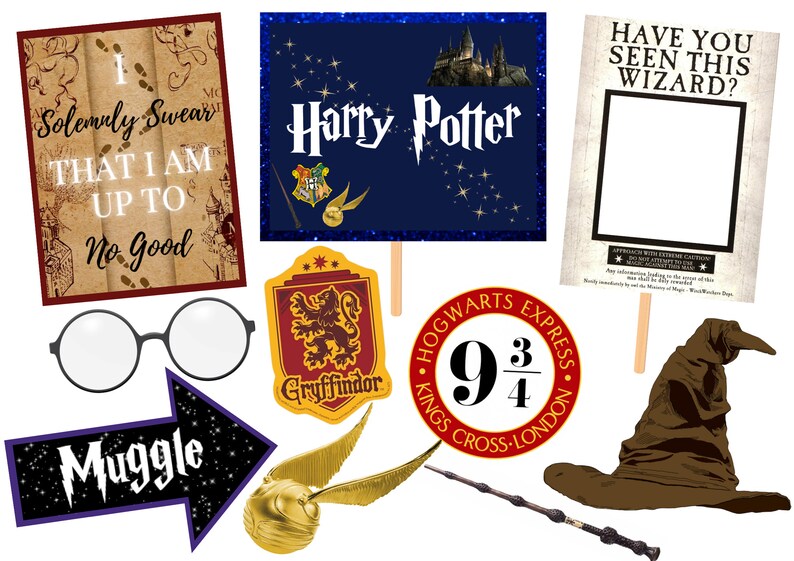 POTTER Photo Booth Props Stickers Poster Wall Art Instant Download ...
