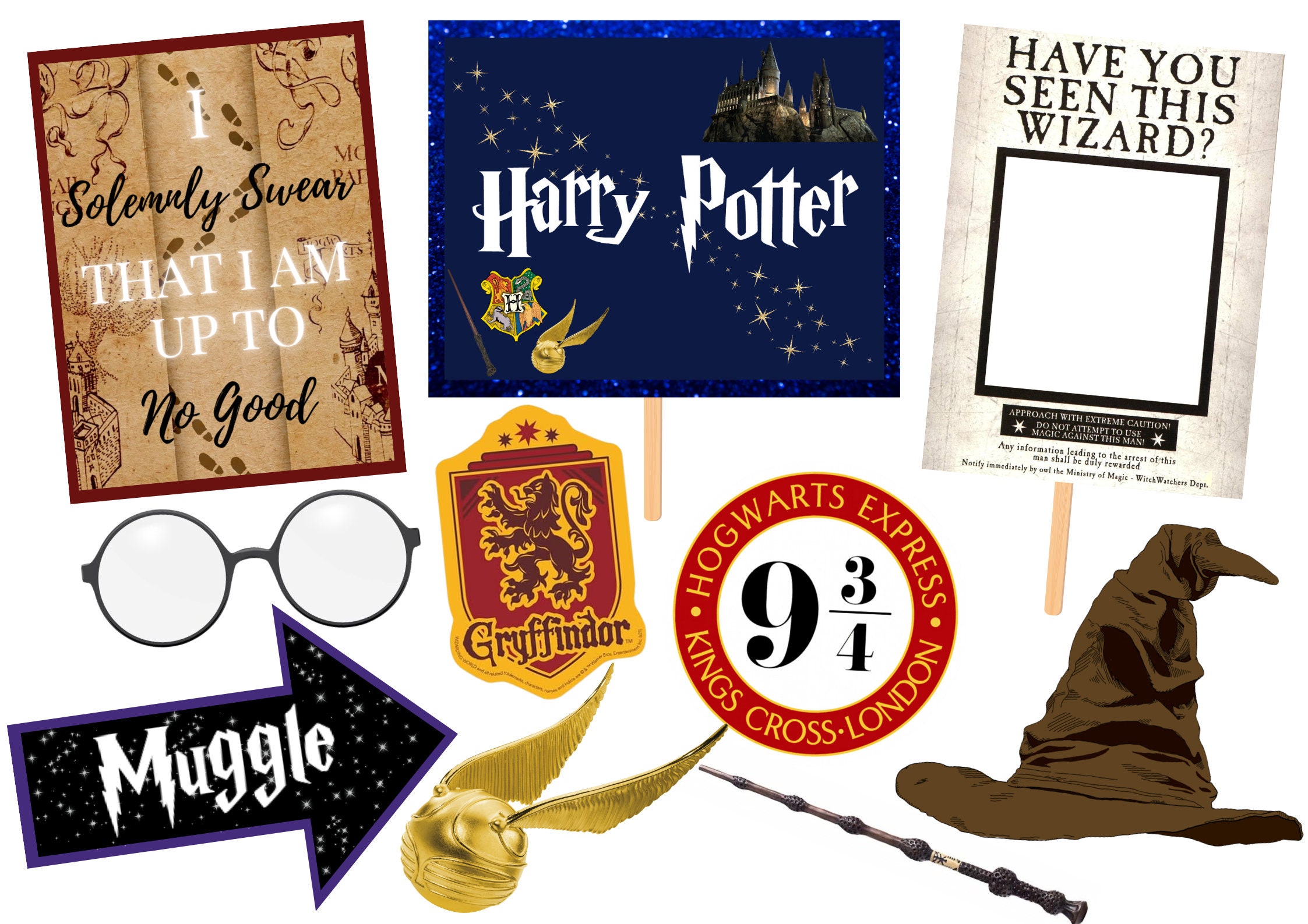 POTTER Photo Booth Props Stickers Poster Wall Art Instant Download ...