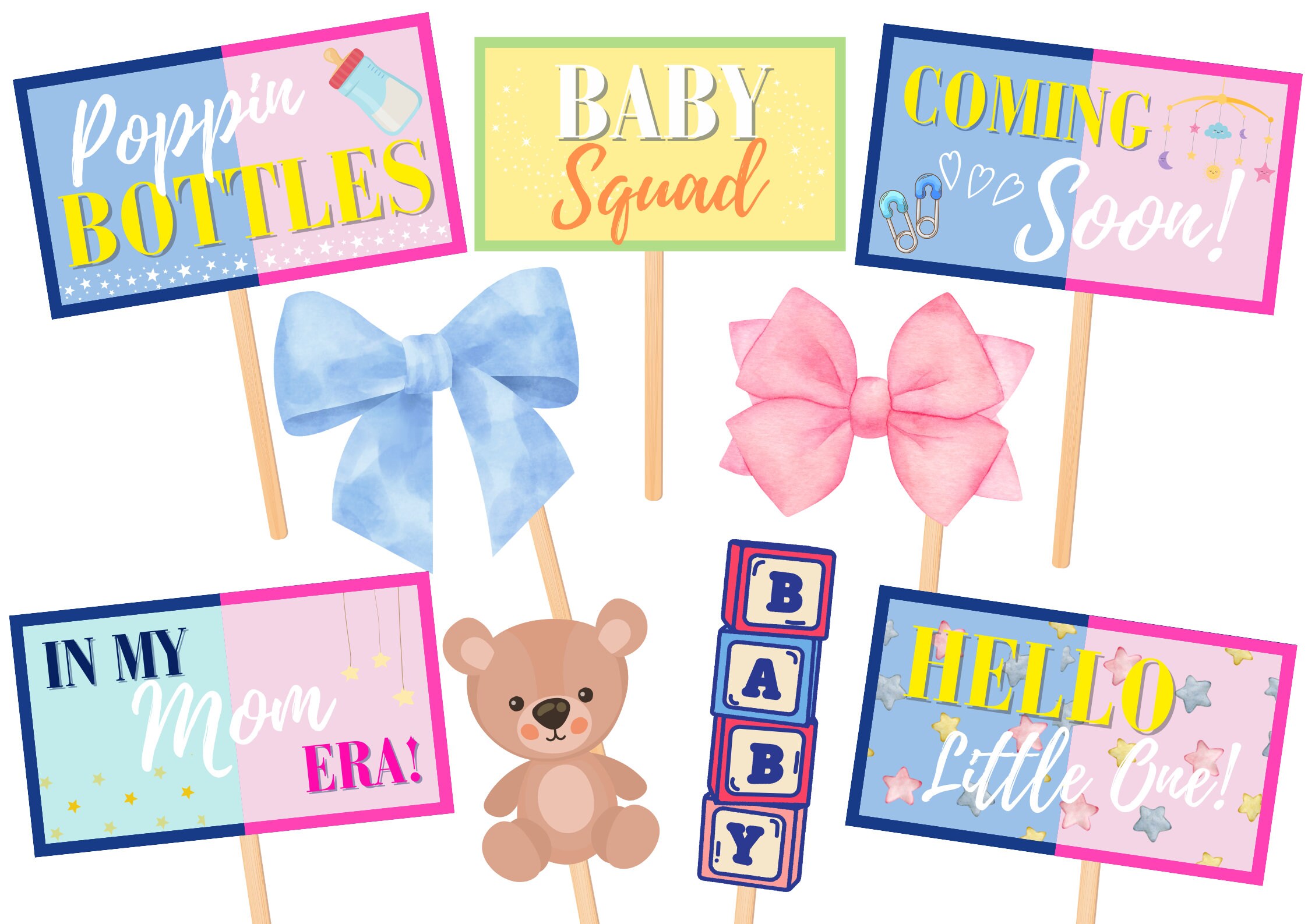 GENDER REVEAL Baby Shower Boy Girl Photo Booth Props / Instant Download ...