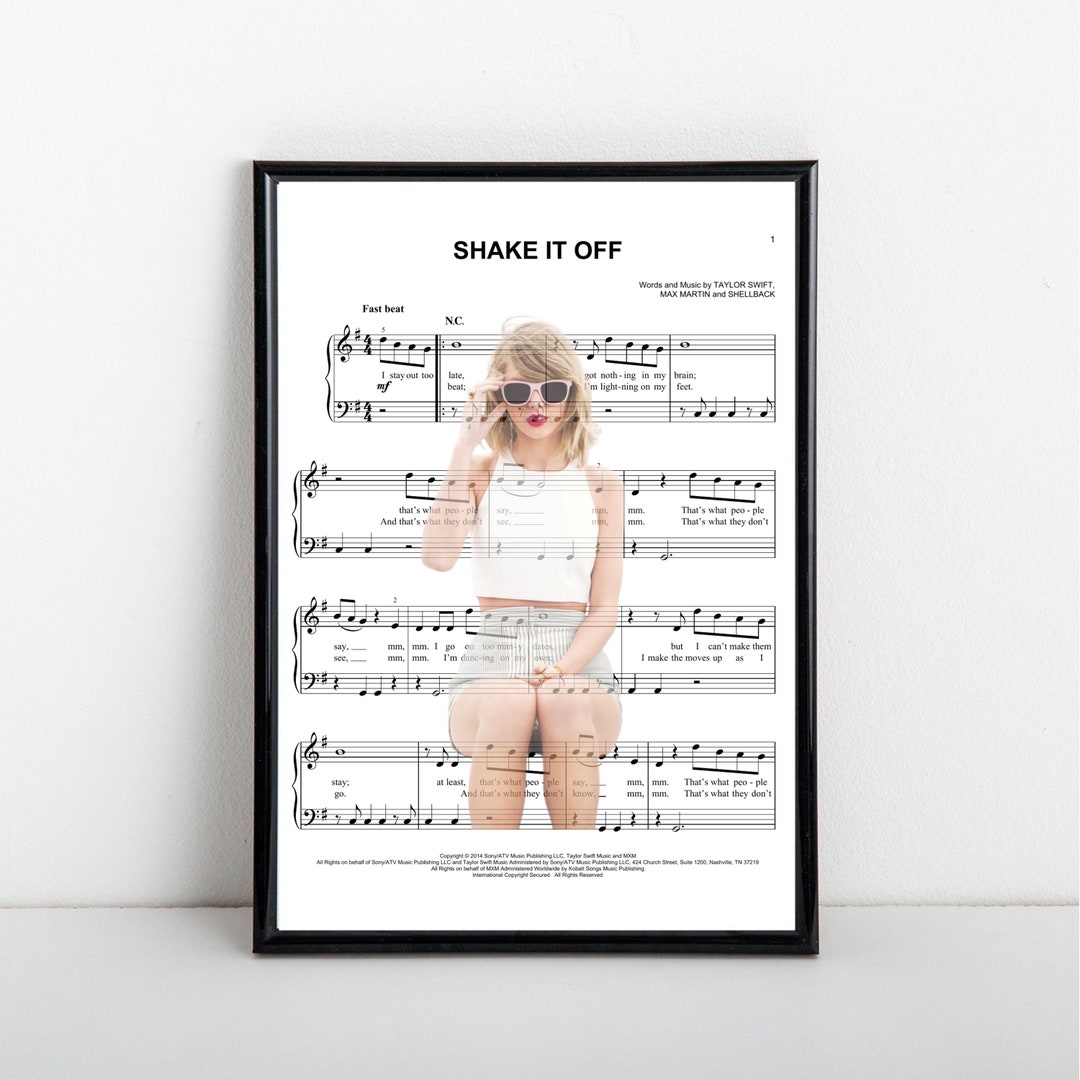 TAYLOR SWIFT Shake It off Sheet Music, Musical Print, Eras Tour Poster ...