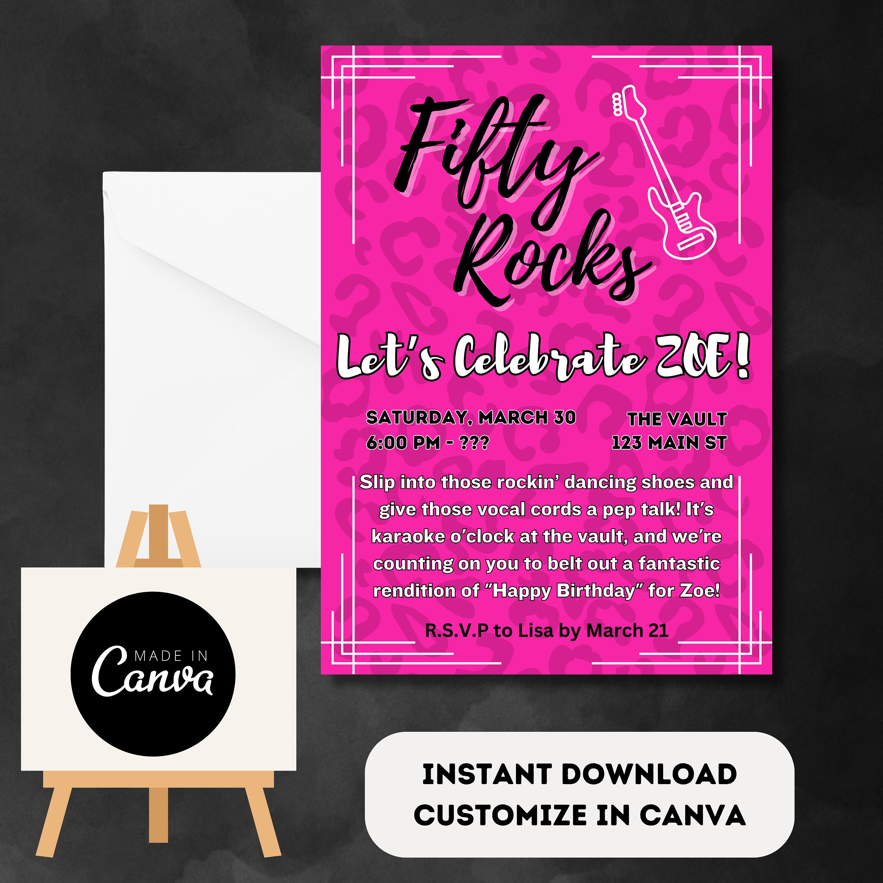 50th Birthday, Fifty Rocks, Ladies Fifty Party, Rock-n-roll, 50th ...