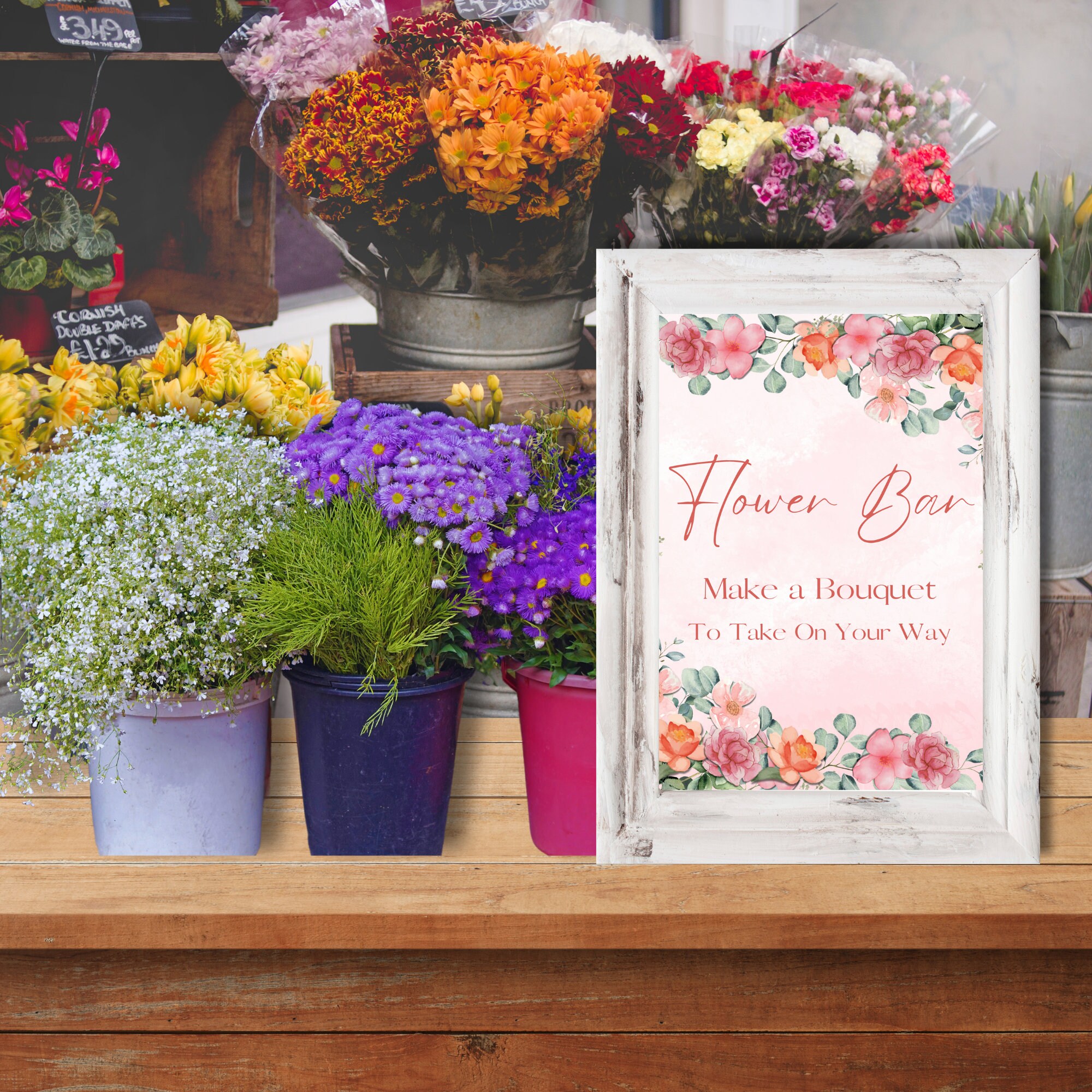 Flower Bar Sign, 8x10 Bridal Shower, Special Day, Wedding, Framed ...