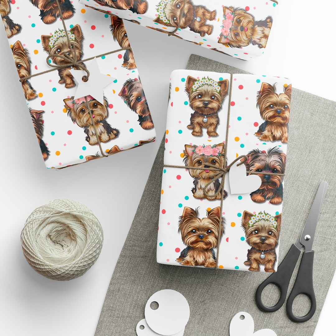 Yorkie Wrapping Paper, Yorkshire Terrier Dog Gift Wrap, Cute Dog Gift ...